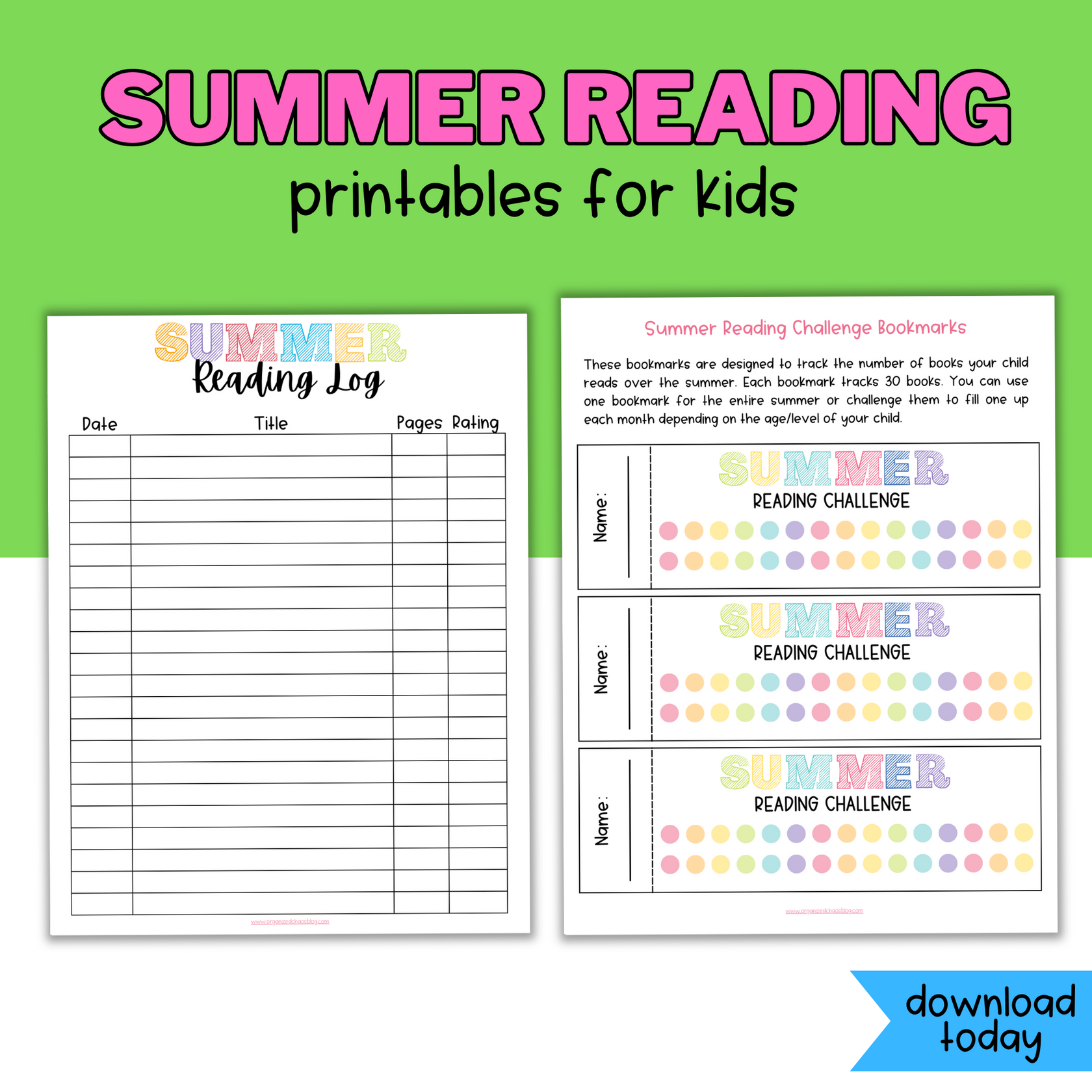 Summer Reading Challenge Printables for Kids – Shop Organized Chaos Blog